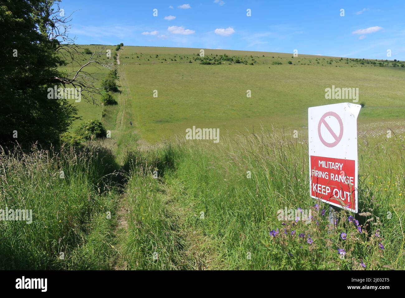 military firing range keep out sign. Wessex ridgeway. Edge of Salisbury ...