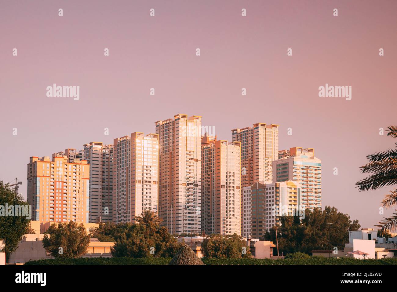 New Residential Multi-storey Houses. Cityscape Skyline In Sunny Spring ...
