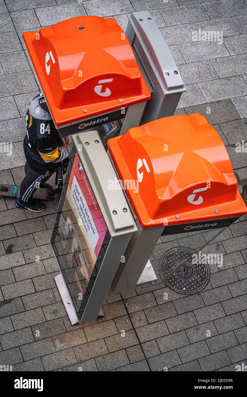 24 June 2022:Telstra telephone booths, Adelaide, Australia Stock Photo ...