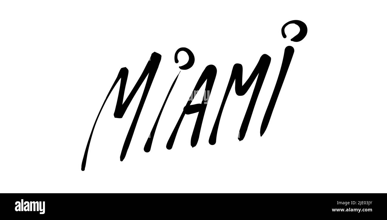 Miami city name handwriting. Handwritten word text sign Stock Vector ...