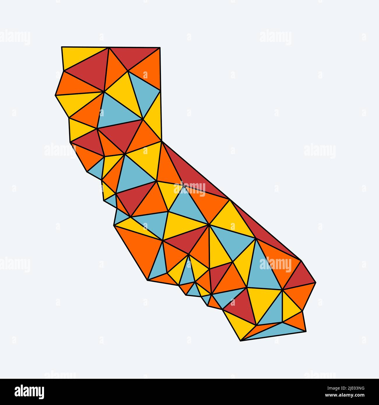 California polygonal map. Colorful geometric triangle vector map. Low ...