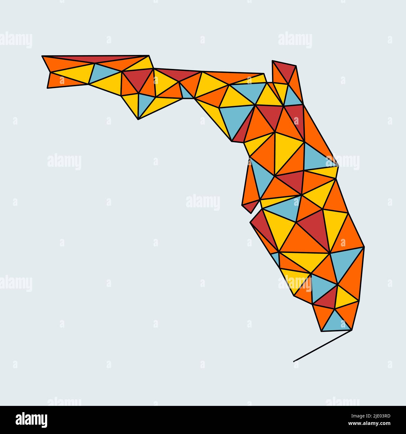 Florida polygonal map. Abstract geometric colorful triangles vector map ...
