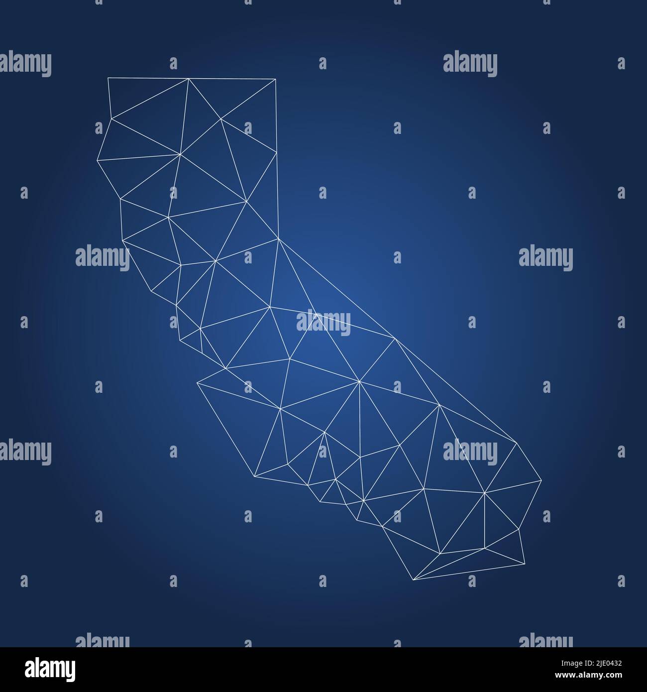 California polygonal map. Abstract geometric connected dots vector map ...