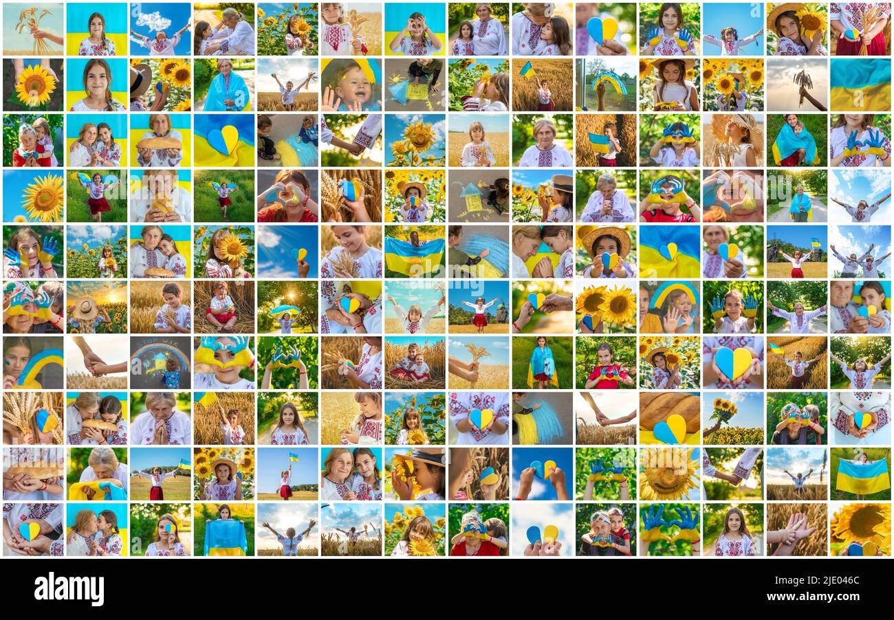 Collage of photos on the theme of Ukraine. Selective focus Stock Photo ...