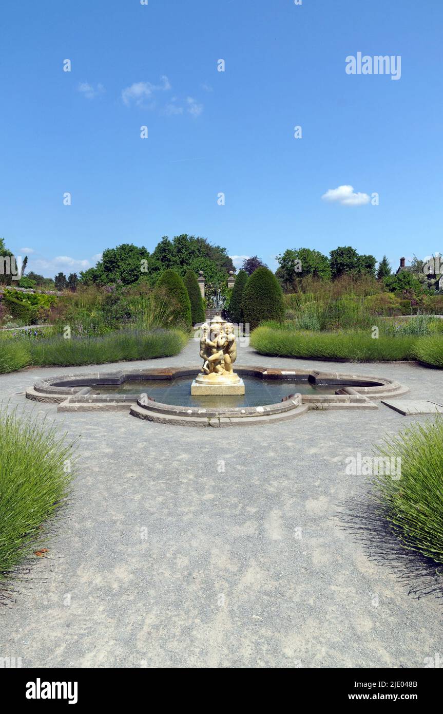 Cherub fountain at the formal gardens, Saint Fagan's museum, Cardiff ...