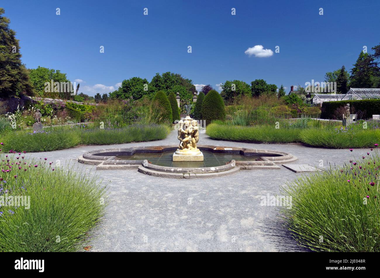 Cherub fountain at the formal gardens, Saint Fagan's museum, Cardiff ...