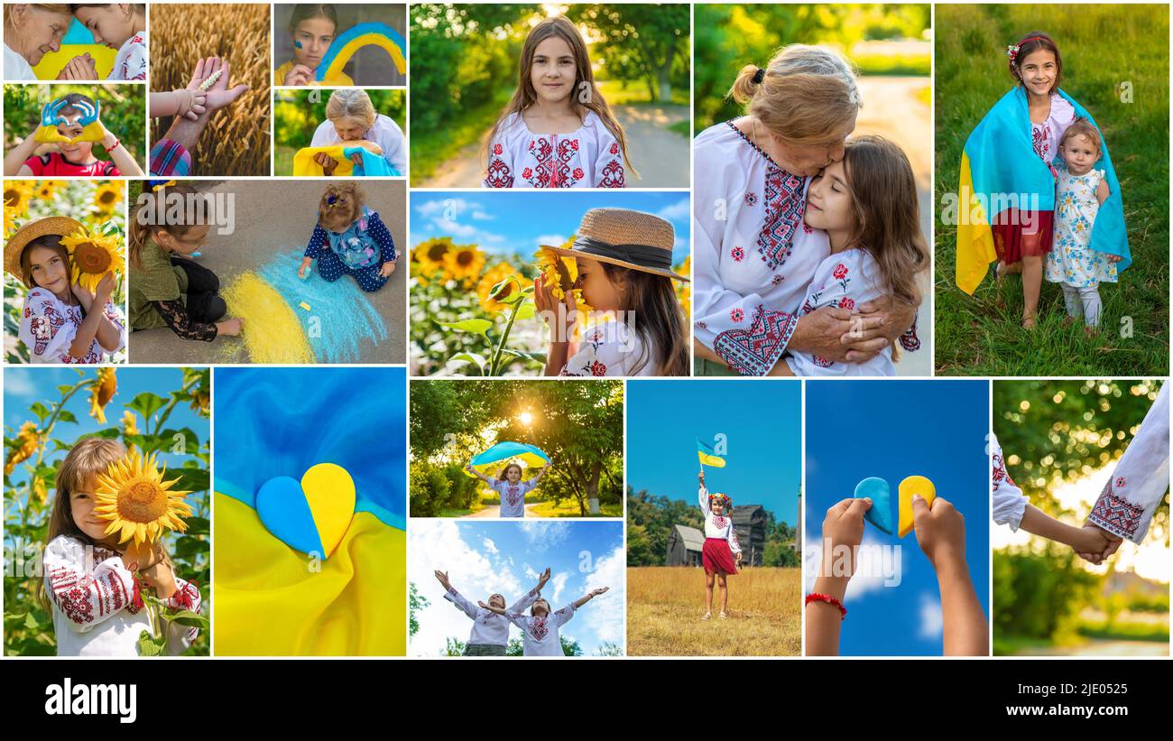 Collage of photos on the theme of Ukraine. Selective focus Stock Photo ...