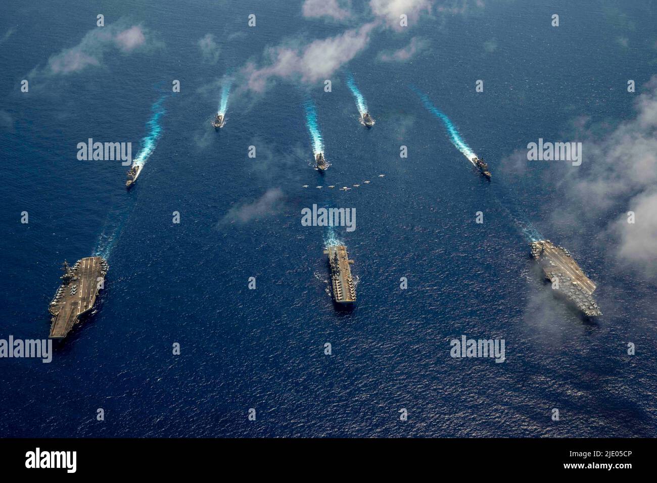 Philippine Sea. 12th June, 2022. Aircraft from Carrier Air Wing 9 fly ...