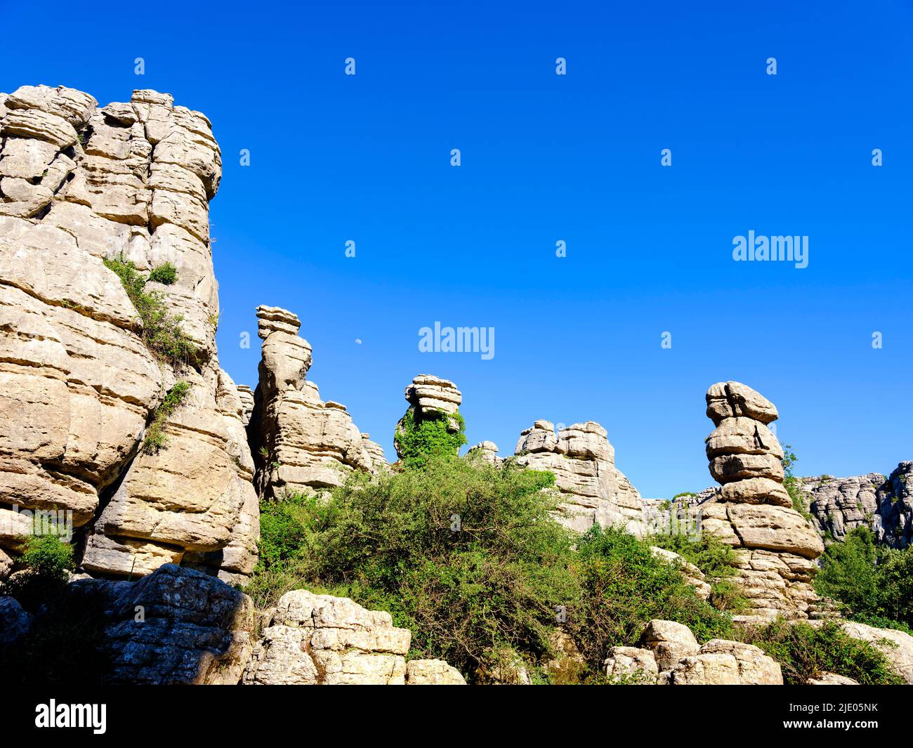 Limestone rock formations, El Torcal nature reserve, Torcal de ...