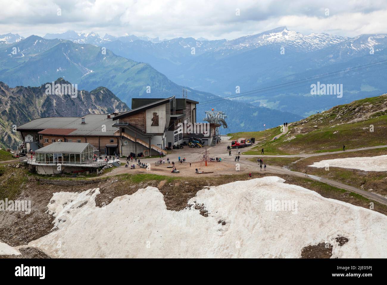 View of Edmund Probst House and Allgaeu Alps, in the back Hoher Ifen ...