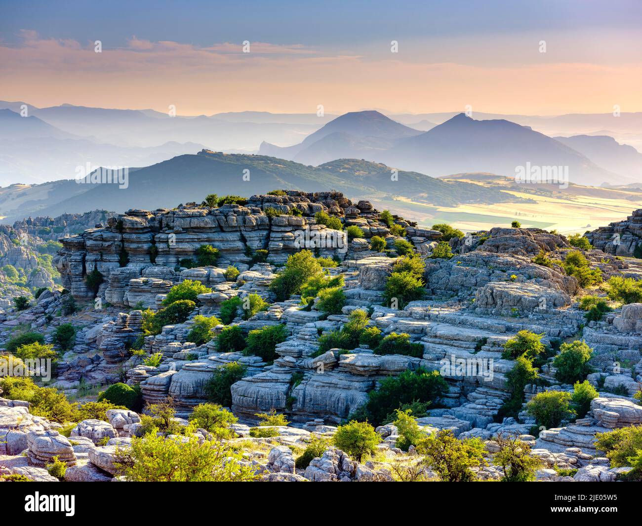 Limestone rock formations, El Torcal nature reserve, Torcal de ...