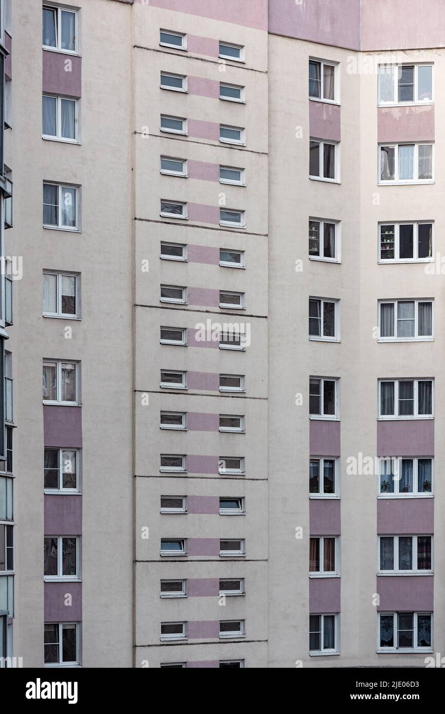 Detail of balconies in a block of the flats. House built with ...