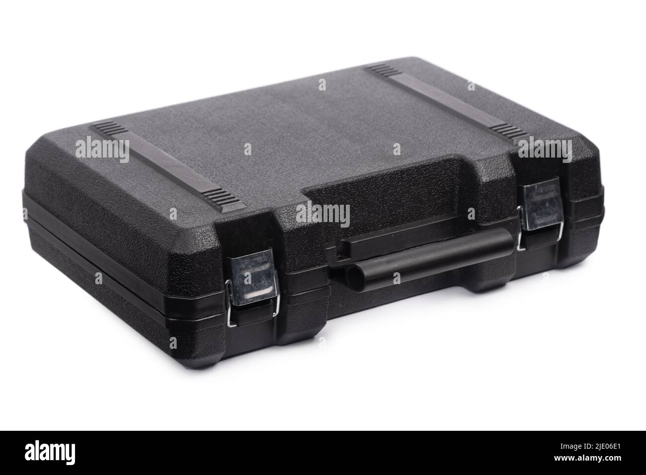 Closed black plastic case, tool box isolated on white background Stock ...