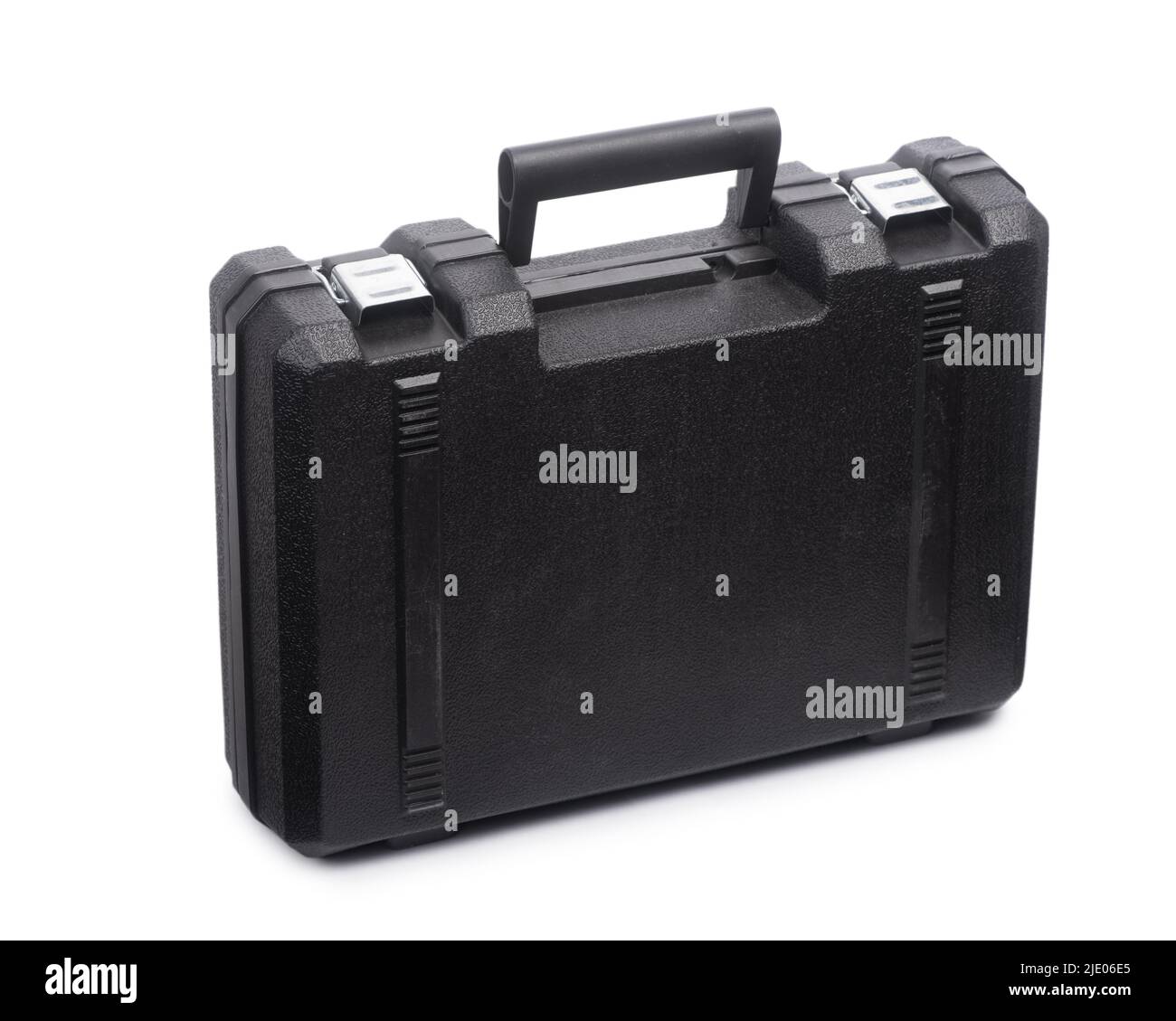 Closed black plastic case, tool box isolated on white background Stock ...