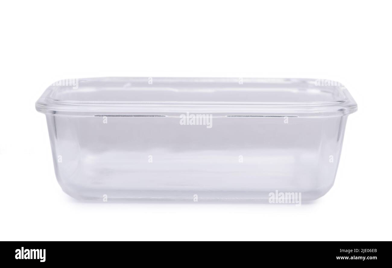 Empty rectangular glass container isolated on white background Stock ...