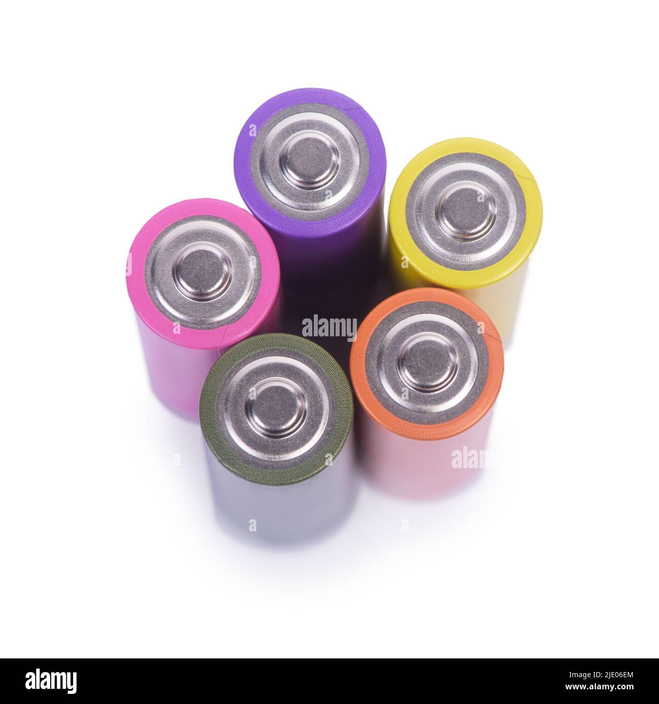 Group of colorful batteries isolated on white background Stock Photo ...