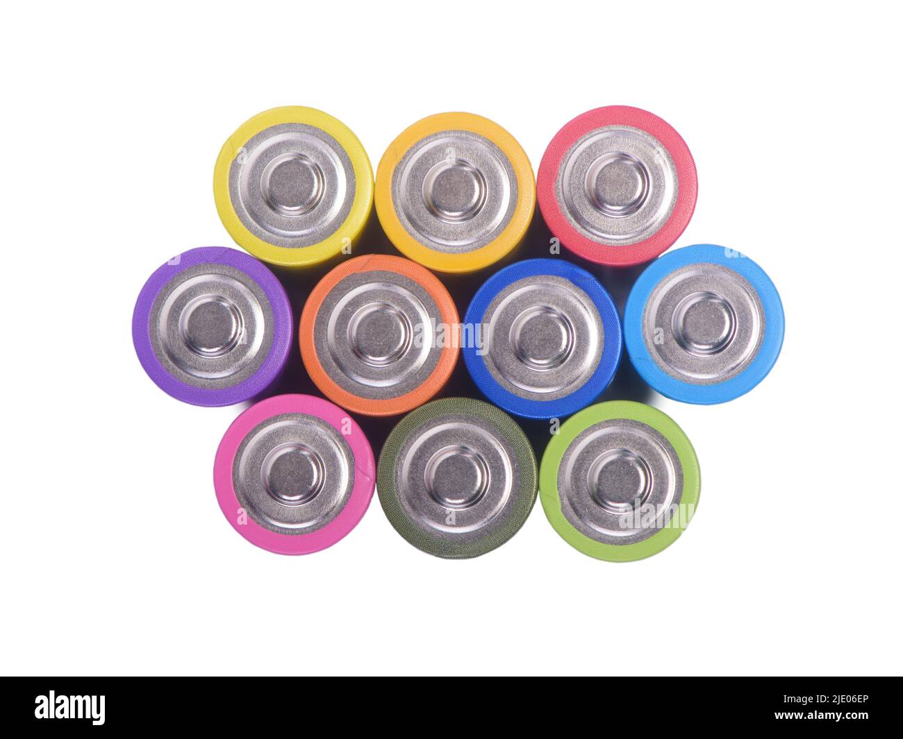 Group of colorful batteries isolated on white background Stock Photo ...