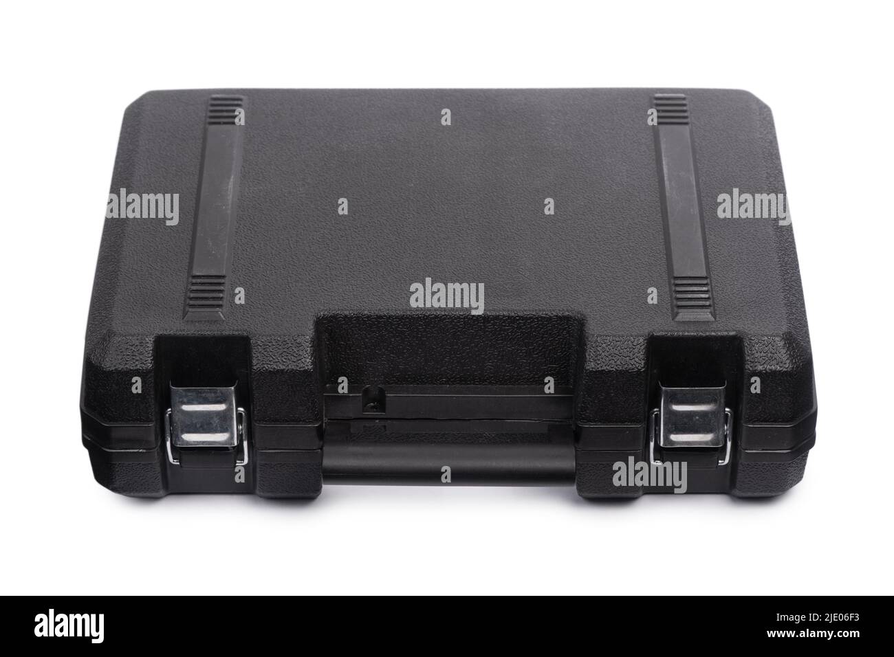 Closed black plastic case, tool box isolated on white background Stock ...