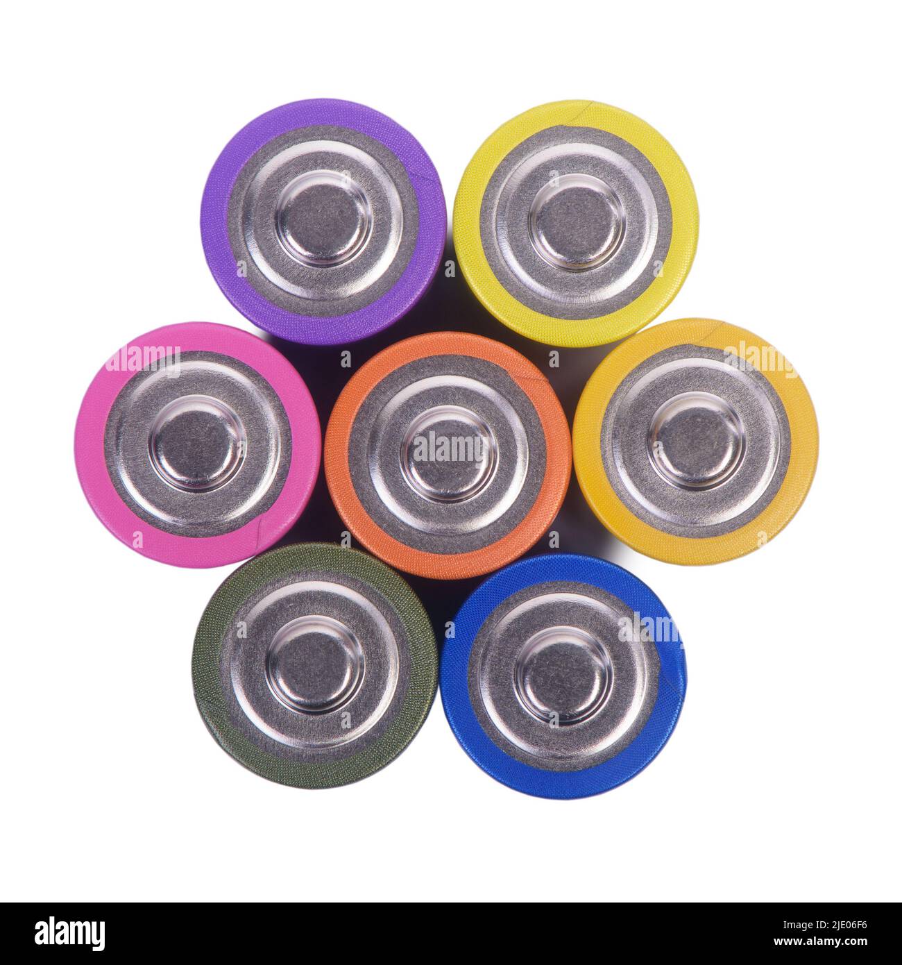 Group of colorful batteries isolated on white background Stock Photo ...