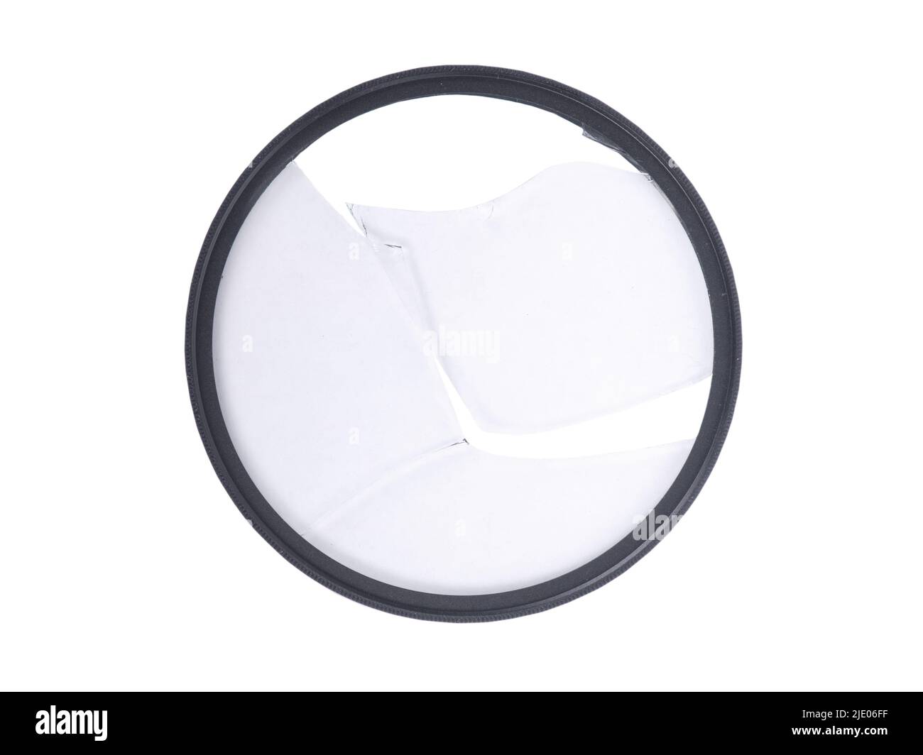 Broken camera lens filter isolated on white background Stock Photo - Alamy