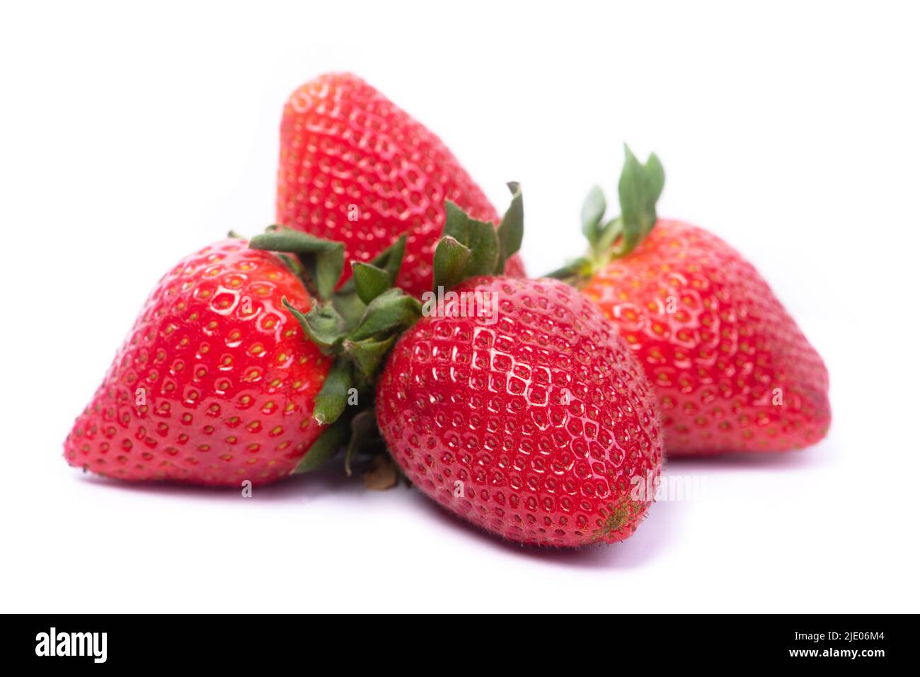 Group of natural strawberries from the garden isolated on white ...