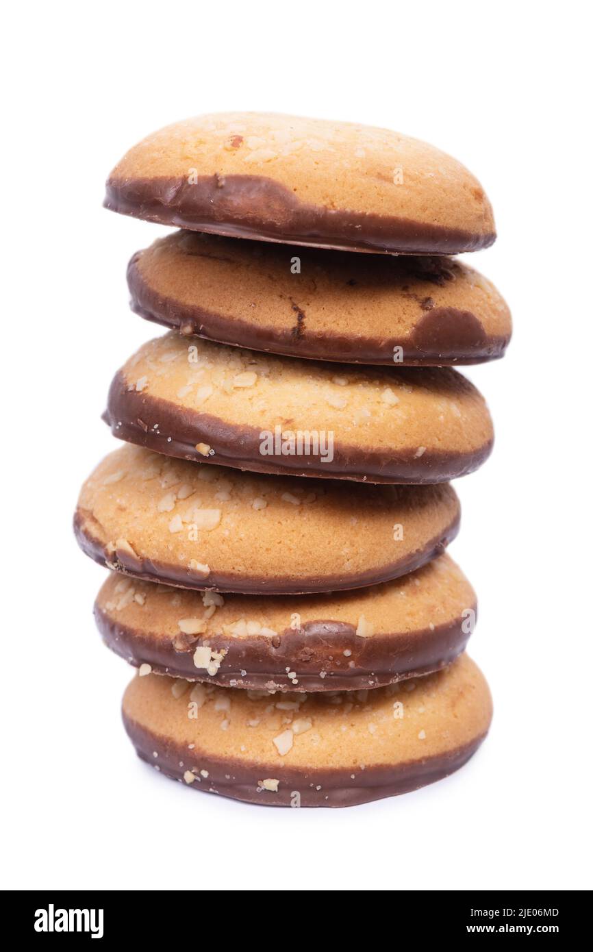Handful of chip cookies isolated over white background Stock Photo - Alamy