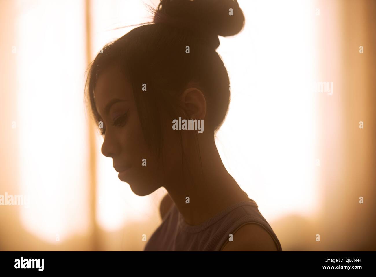 Silhouette of young asian woman, simple portrait Stock Photo - Alamy