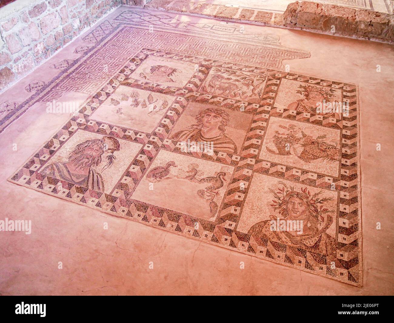 Ancient Mosaic at Paphos Mosaics Museum, Western Cyprus Stock Photo - Alamy