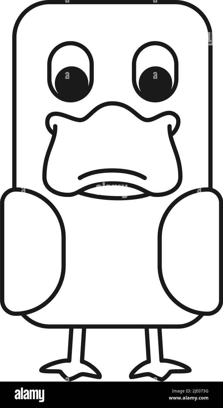 Line art black and white geometric stylized duck Domestic cartoon ...