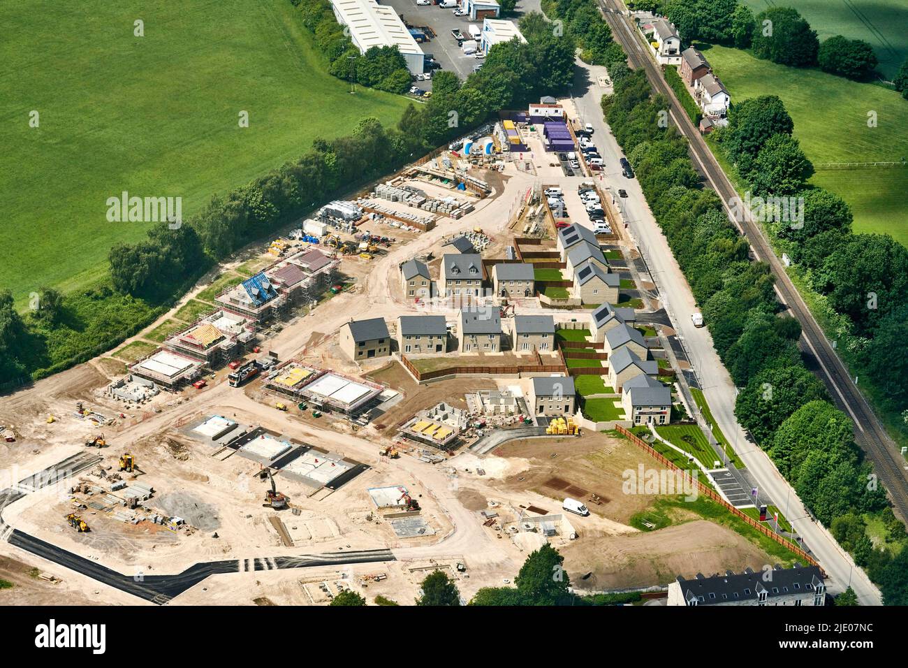 An aerial view of new house building at Micklefield, West Yorkshire ...