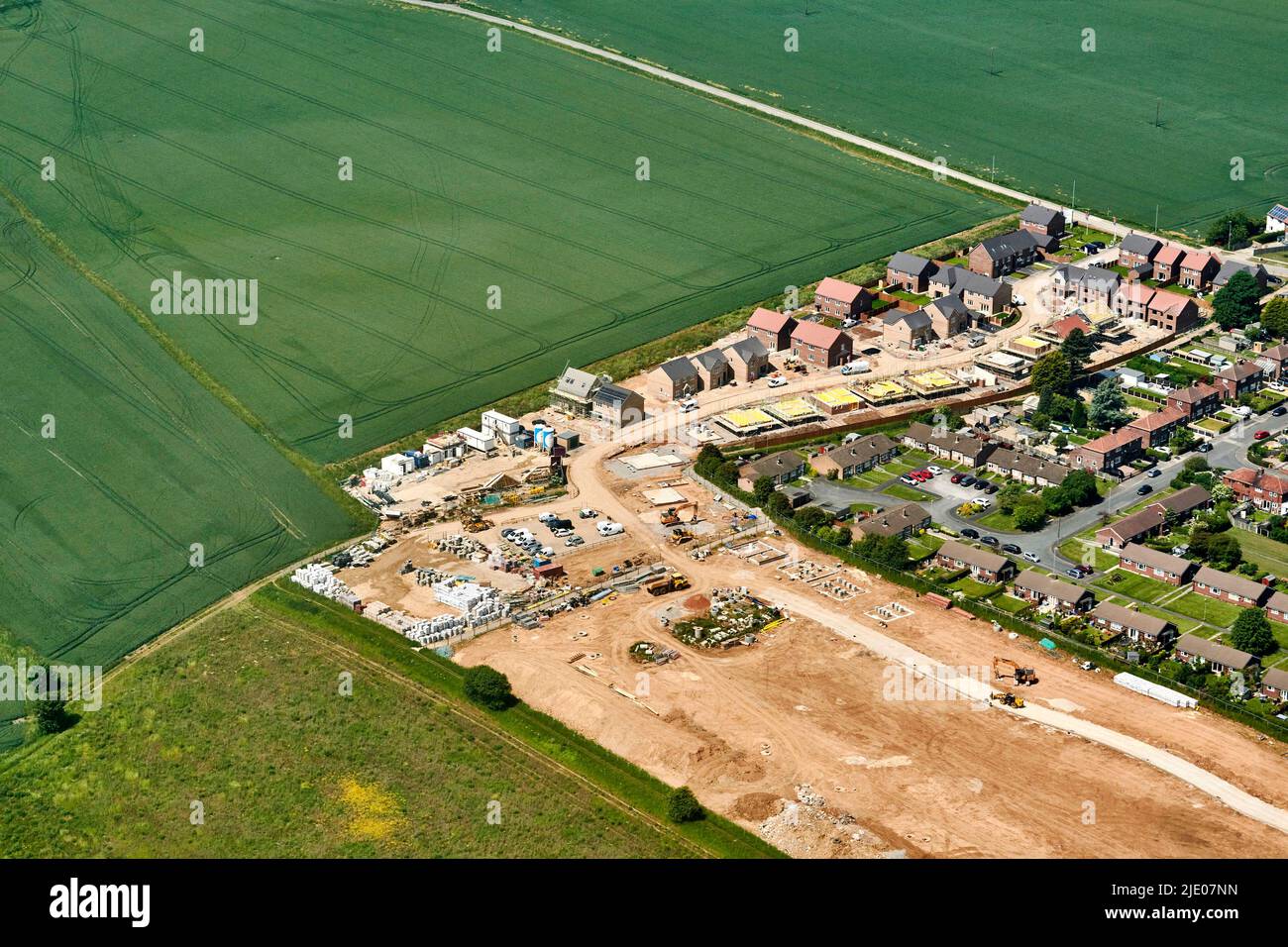 An aerial view of new house building at Micklefield, West Yorkshire ...