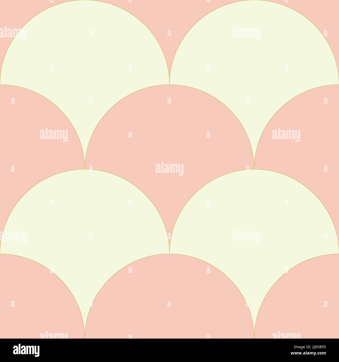 Simple rounded scallop vector seamless pattern background. Pastel cream ...