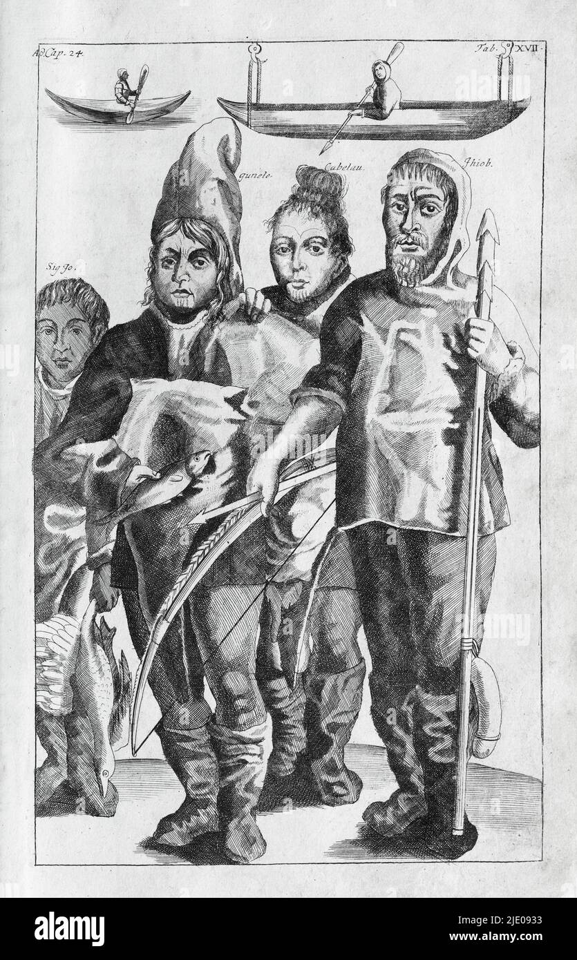 Greenlanders, copperplate engraving from Museum Museorum, Oder ...
