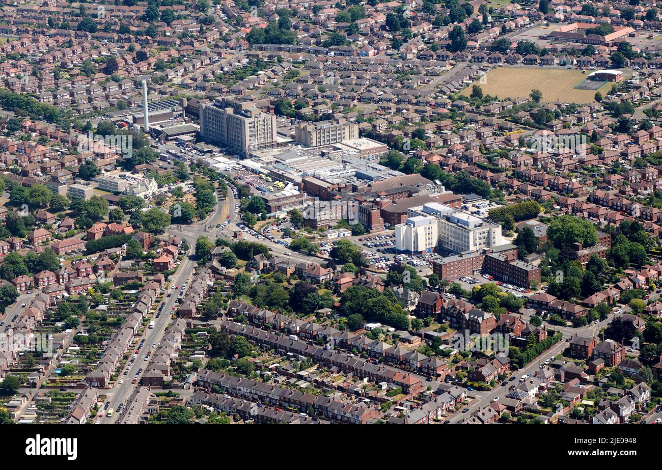 An aerial view of The Royal Infirmary, City of Doncaster, South ...