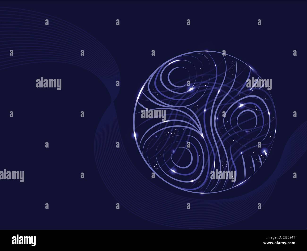 Abstract Wavy Lines Movement Background With Circular Ornate Stock ...