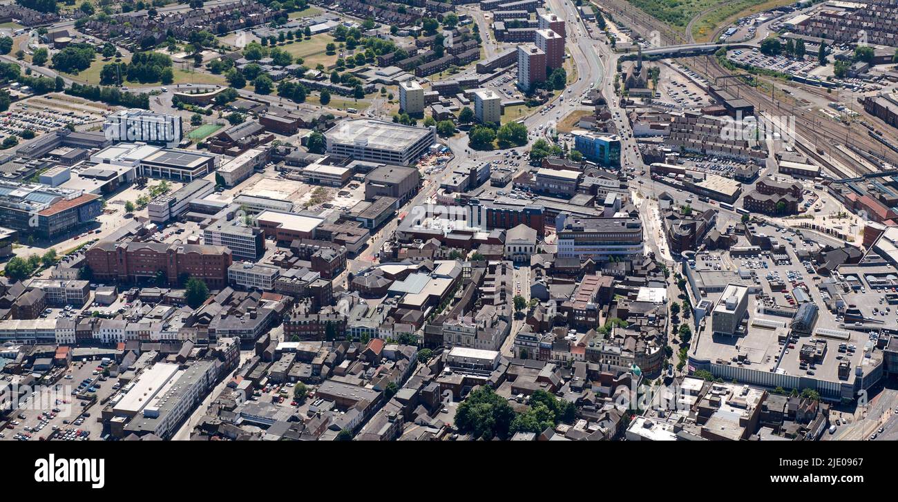 An aerial view of the City centre of Doncaster, South Yorkshire ...