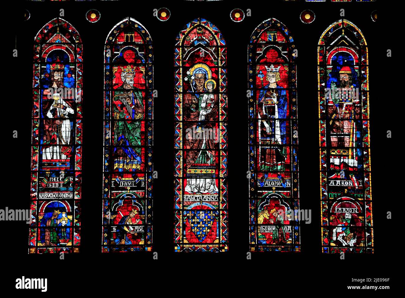 Leaded glass window of the north transept in Notre Dame of Chartres ...