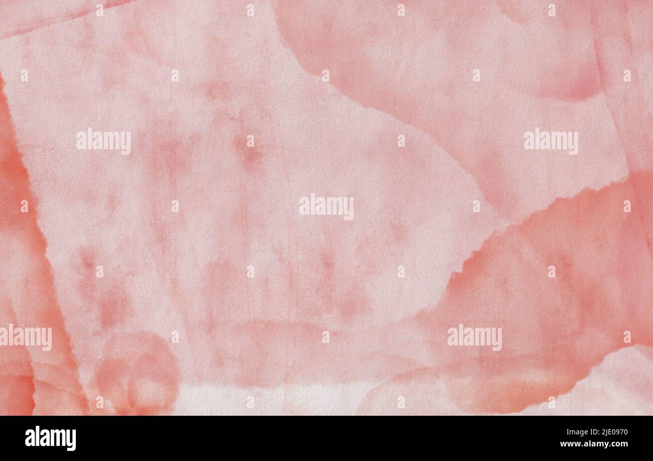Abstract pastel pink watercolor on grain paper. Watercolor bleed wash ...