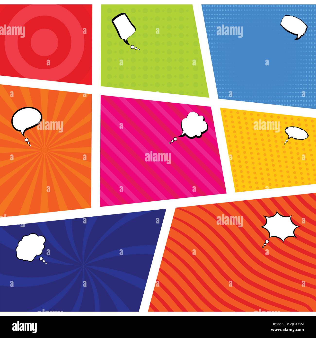 Colorful Comic Style Background With Various Speech Bubbles Stock ...