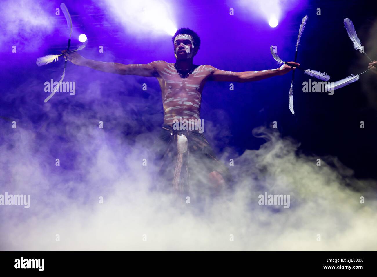 Aboriginal Australian indigenous dancer performing live on stage with ...