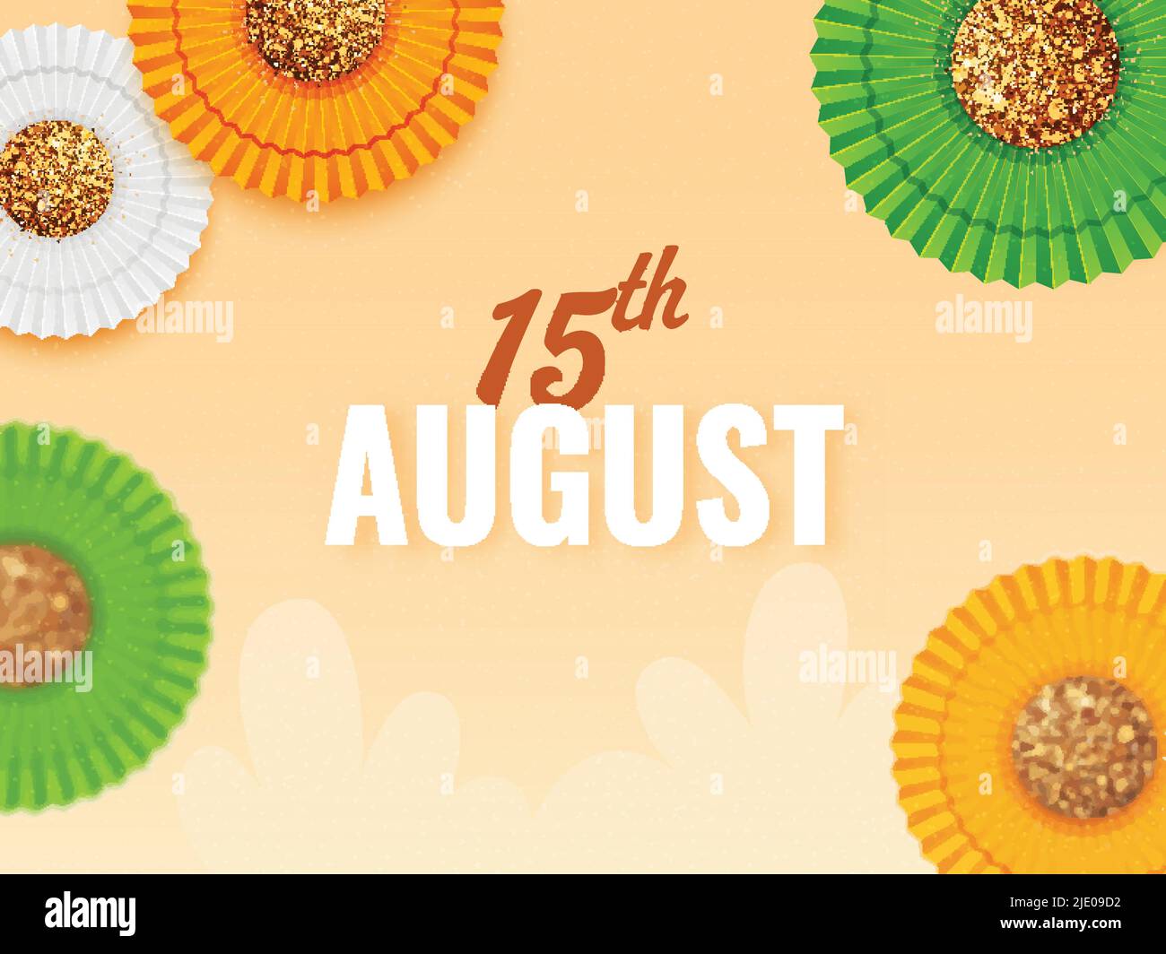 15th August Lettering With Tricolor Paper Glitter Badge On Pastel Peach ...