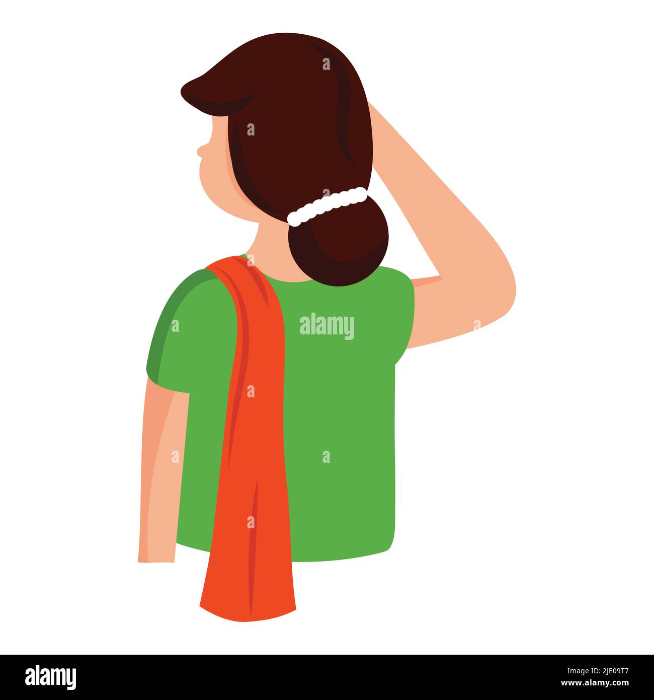 Back View Of Indian Woman Saluting On White Background Stock Vector ...