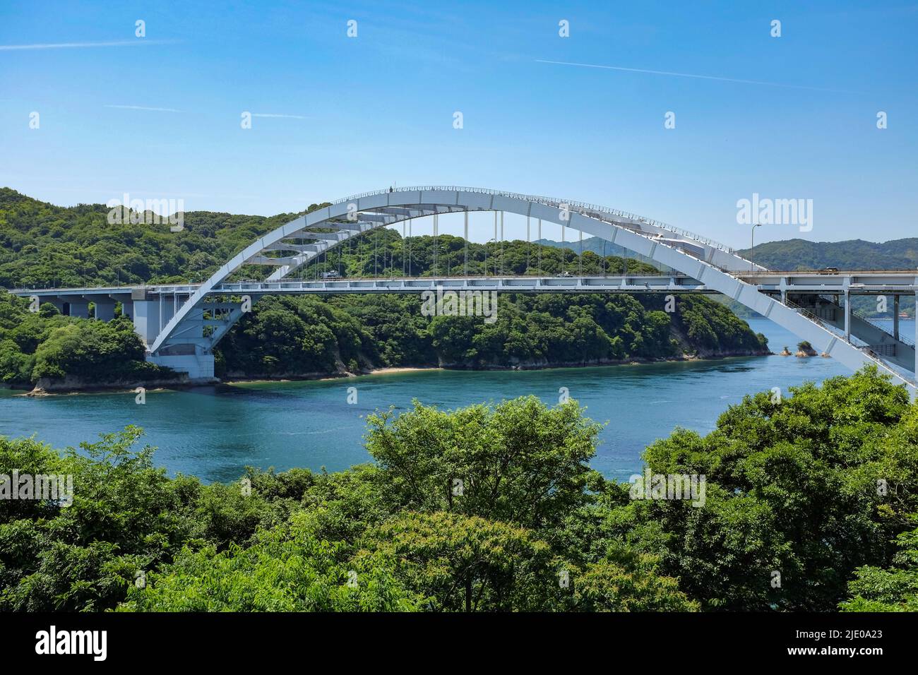 Omishima Bridge in Japan's Inland Sea (Seto Naikai). The bridge links ...