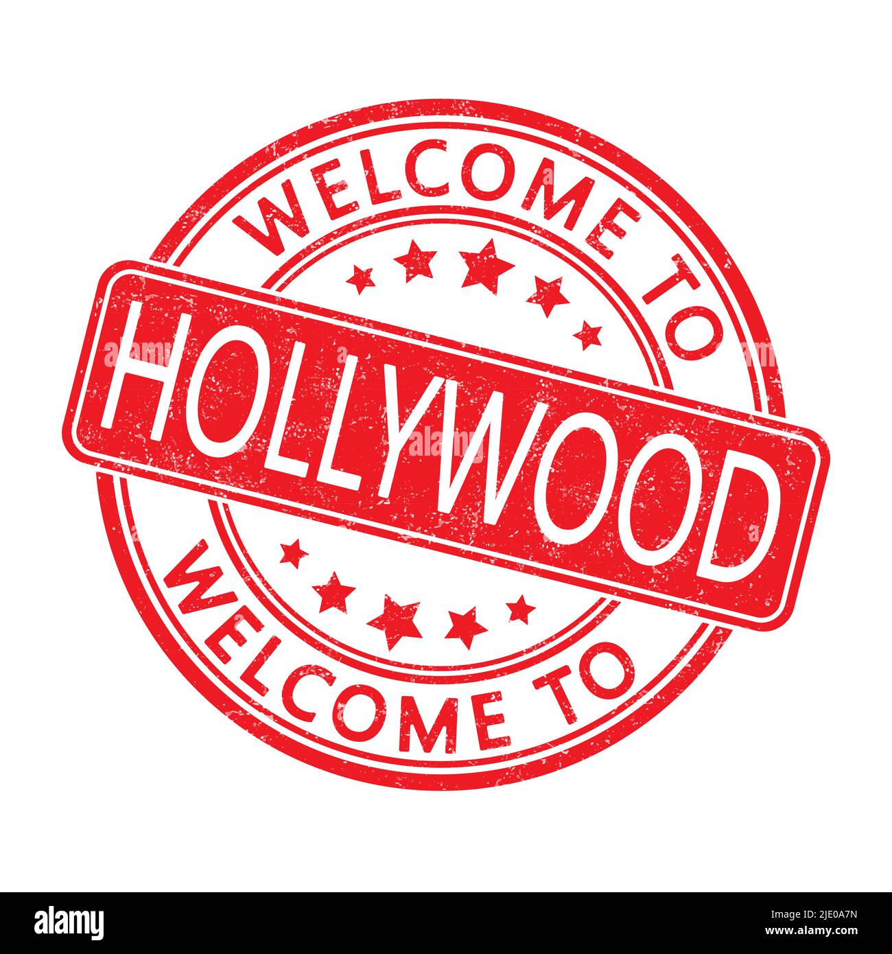 Welcome to Hollywood. Impression of a round stamp with a scuff. Flat ...