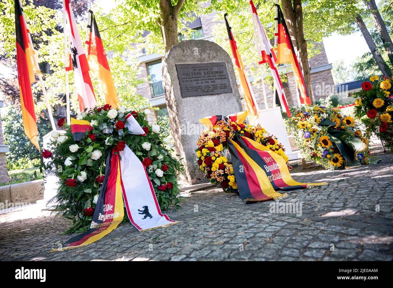 Berlin, Germany. 24th June, 2022. The memorial wreaths lie at the ...