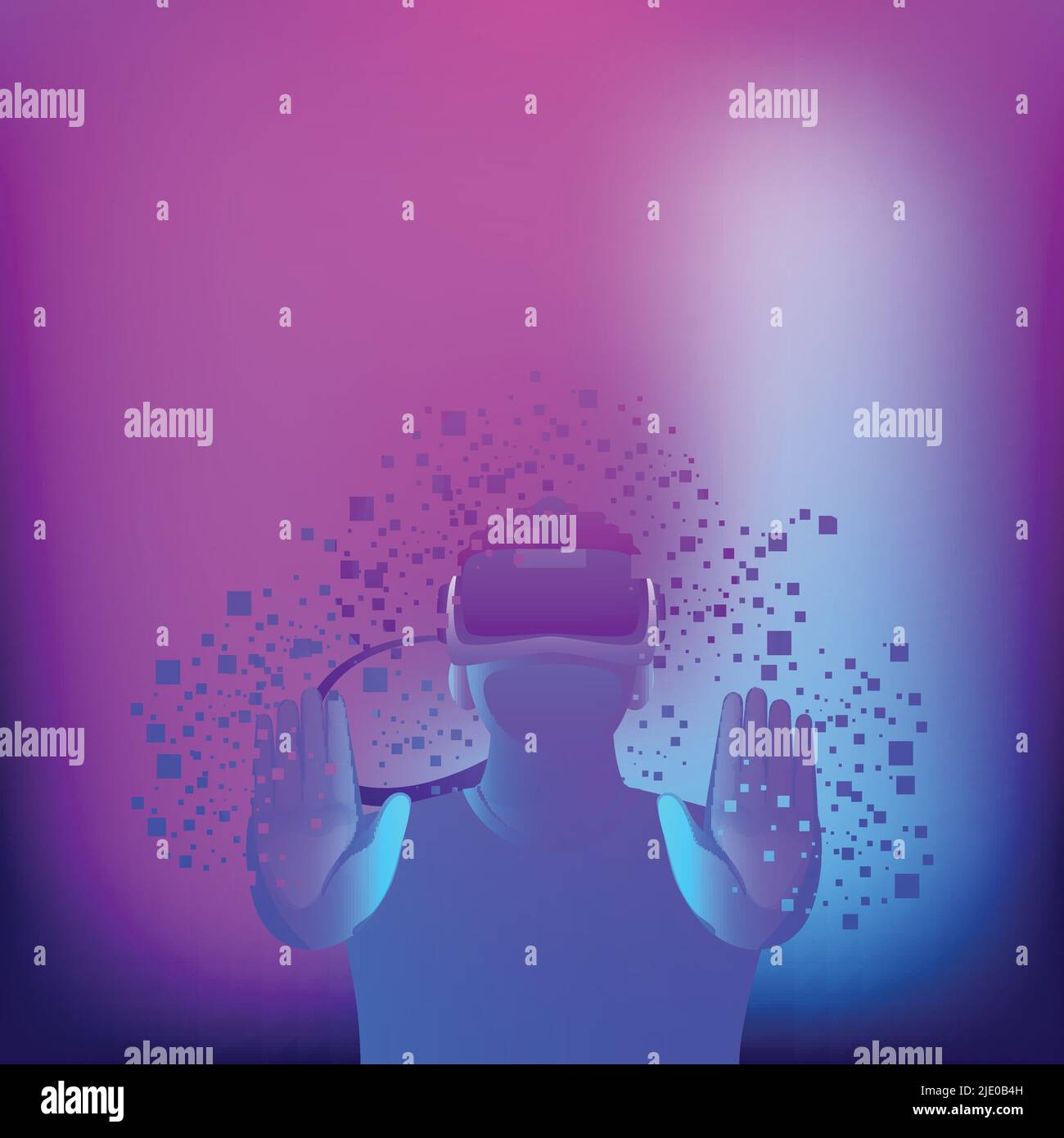 Human Wearing VR Box Against Abstract Magenta And Blue Background For ...