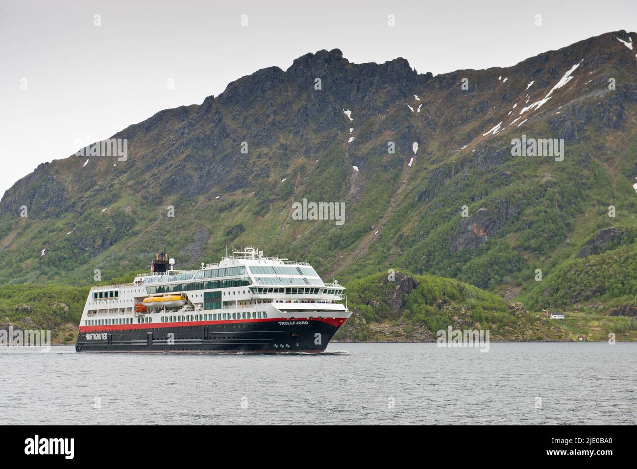 Hurtigruten ship in the Trollfjord, Lofoten, Norway Stock Photo - Alamy