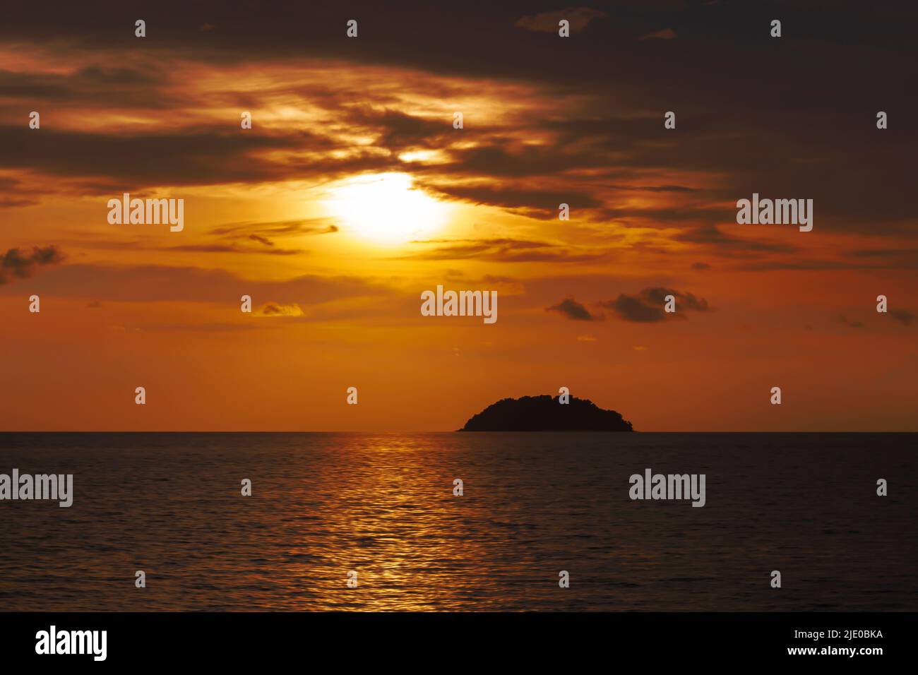 Sunset background at the beach of Tanjung Aru, Sabah, Malaysia with ...