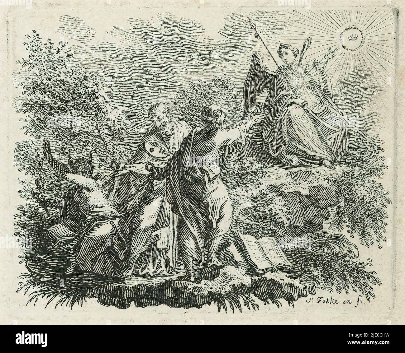 Chained Ignorance, The blindfolded Ignorance, with jester's stick and ...