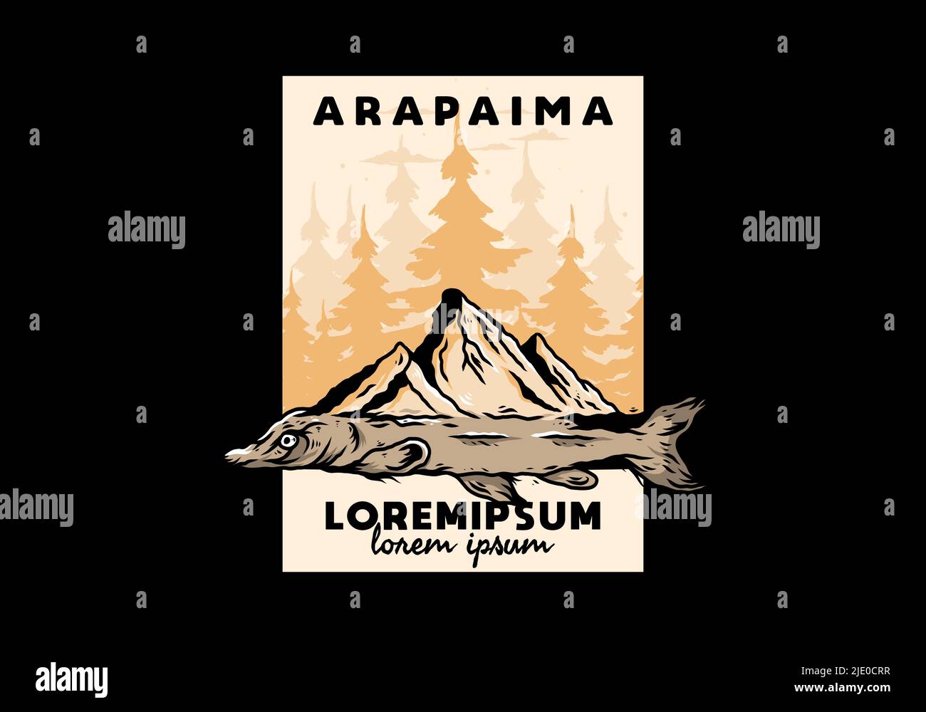 Illustration design of a Arapaima fish and mountain Stock Vector Image ...